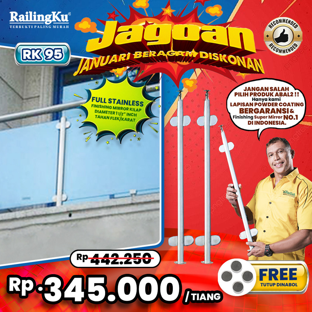 Jual Railing Tangga Stainless Minimalis Tiang Railingku [JAGOAN!] RK 95 ...