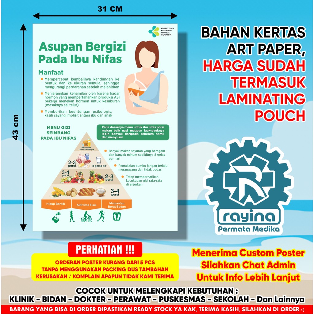 Jual Poster Asupan bergizi pada ibu nifas | Shopee Indonesia