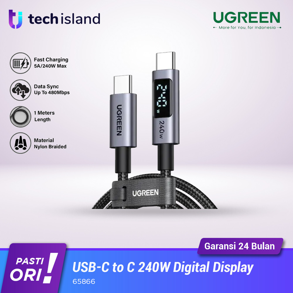 Jual Ugreen Kabel Data 240W with LED Display PD PPS Fast Charging 1M/2M ...