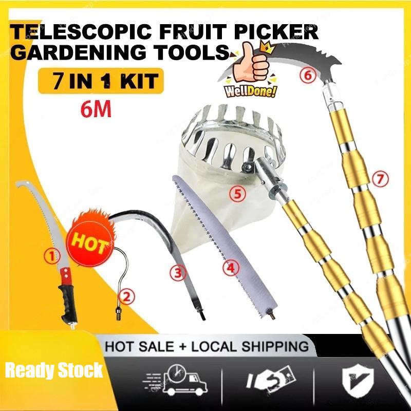 Jual 6M 6/7in1 Tongkat Panjang Untuk Petik Buah metal fruit picker Alat ...