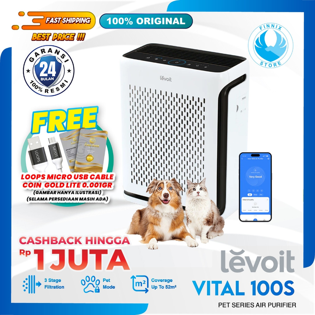 Jual Air Purifier Levoit Vital 100S / Vital 200S Pet Care Smart True ...