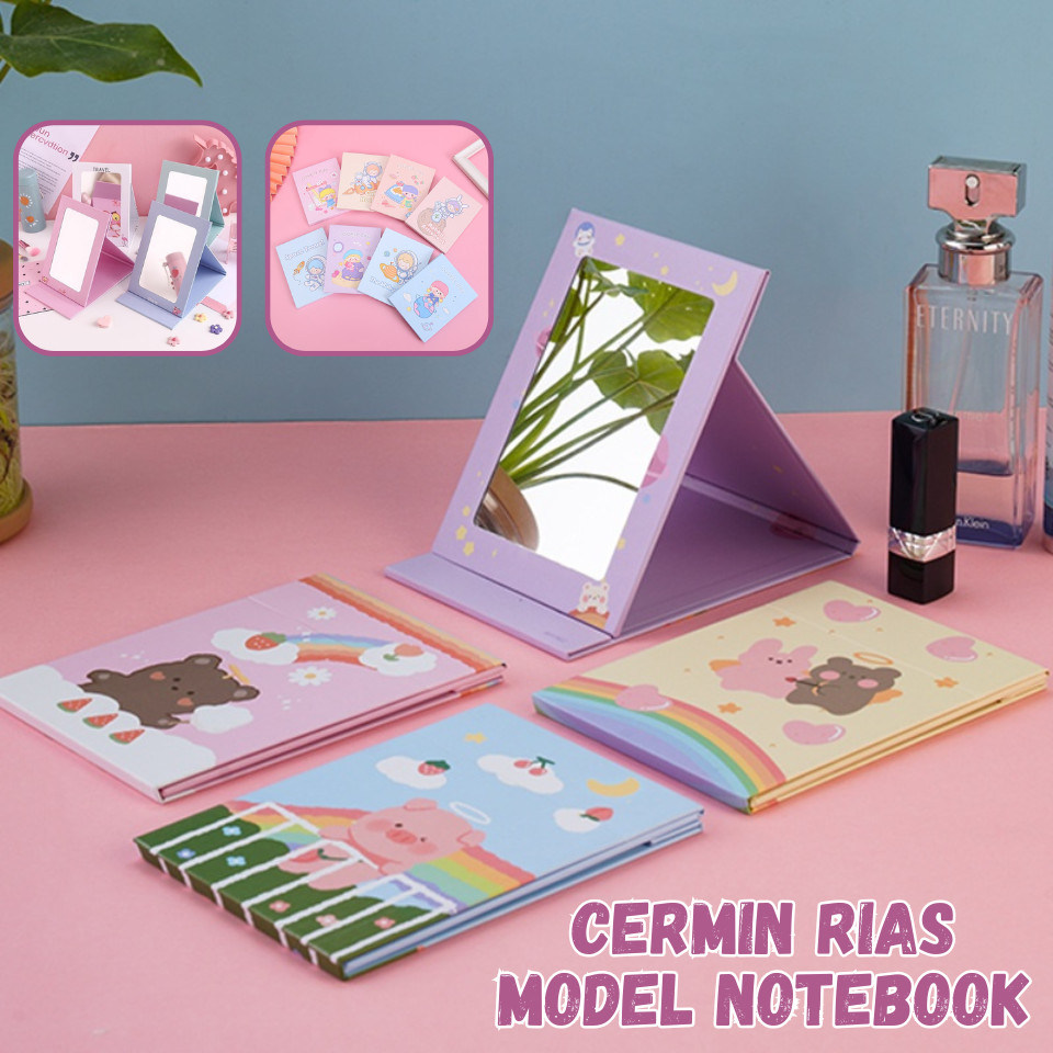 Jual C5379 Cermin Rias Model Notebook / Cermin Lipat Model Buku / Kaca ...