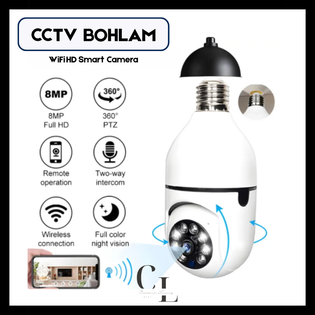 Jual [CLM] Kamera CCTV Bohlam Lampu VI365 Wifi 360° Wireless Night ...
