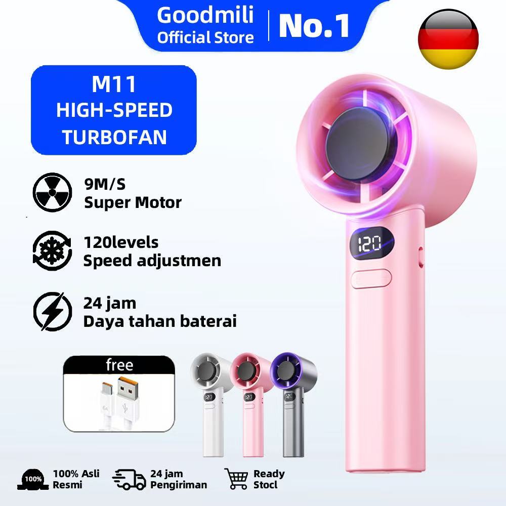 Jual GOODMILI Turbo Mini Fan Portable High-Speed LED Fan 100 Gear Kipas ...