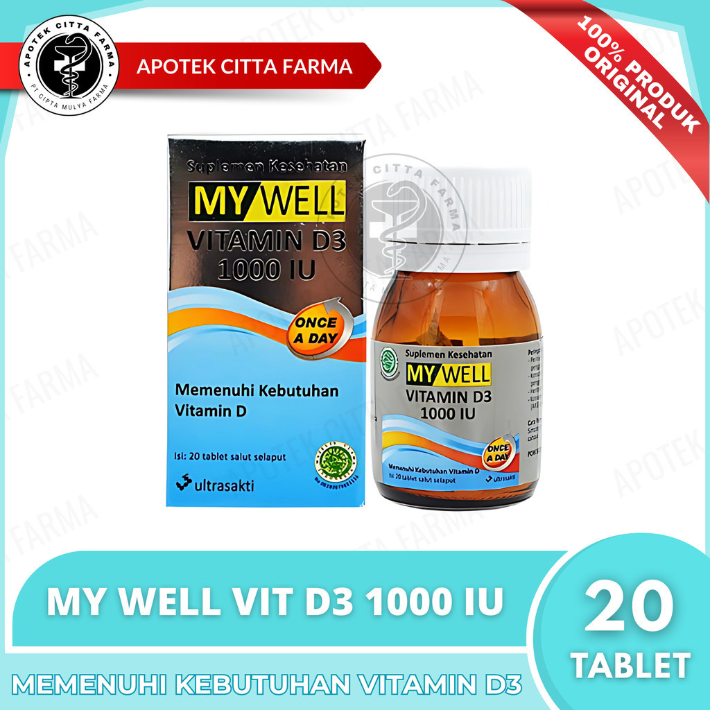 Jual My Well Vitamin D3 1000 IU Botol @ 20 Tablet - Vitamin D / Daya ...