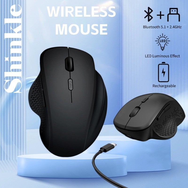 Jual 3in1 Mouse Bluetooth Cas Type C Ergonomis Wireless Mos Gaming ...