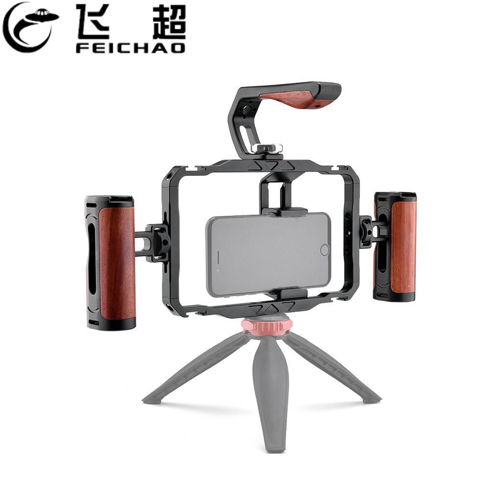 Jual Universal Smartphone Cage Rig with Hand Grip Cold Shoe Mount Vlog ...
