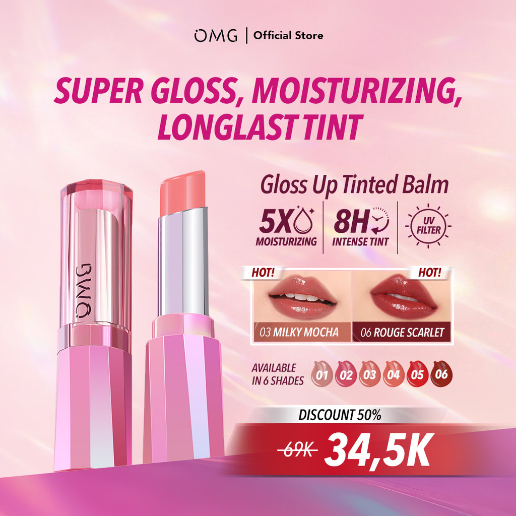 Jual OMG OH MY GLAM Gloss Up Tinted Lip Balm 3.5 g – Hydrating Color ...