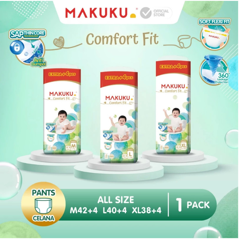 Jual MAKUKU SAP Diapers Comfort Fit JUMBO NB S M42 L40 XL38 | Pempers ...