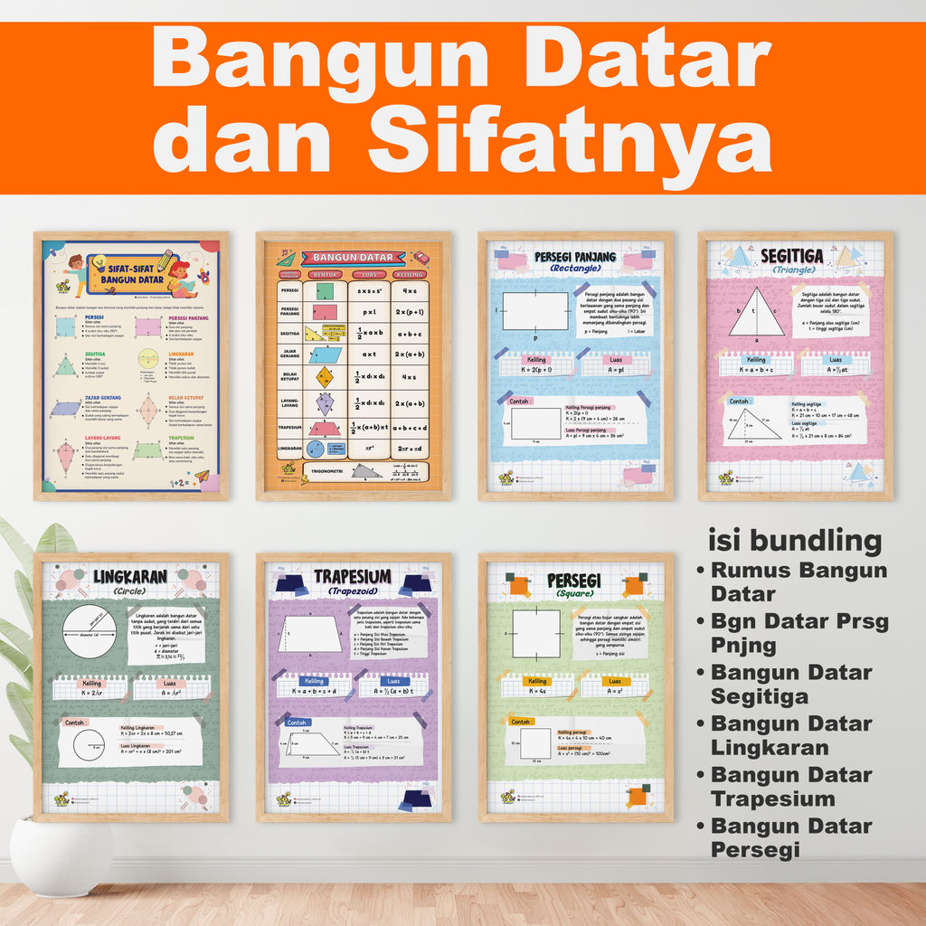 Jual Poster MATEMATIKA Rumus Bangun Datar Ruang Alat Peraga Edukasi ...