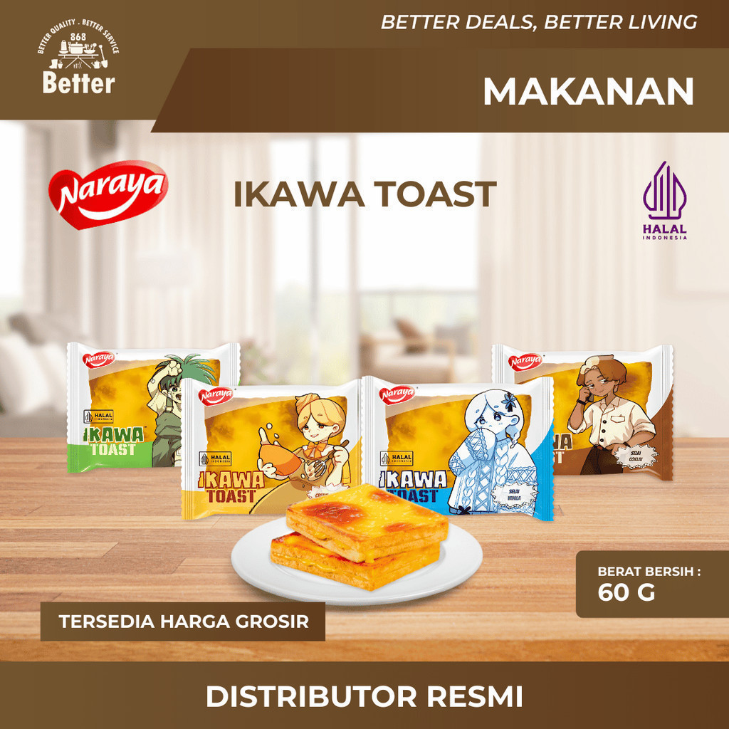 Jual NARAYA Ikawa Toast 60gr Roti Panggang Snack Isi Coklat / Cream ...