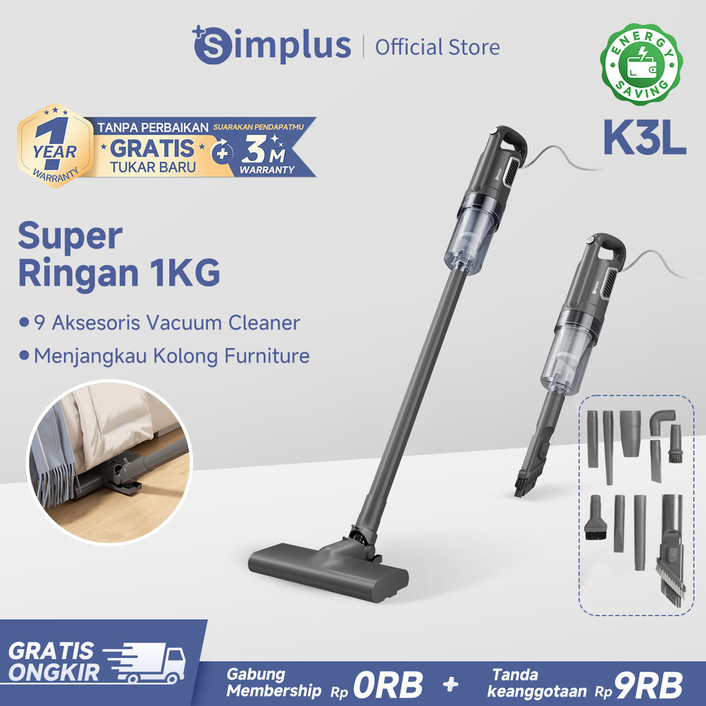 Jual Simplus Vacuum Cleaner Daya Hisap Besar 18000Pa 9 Pcs Aksesoris 2 ...