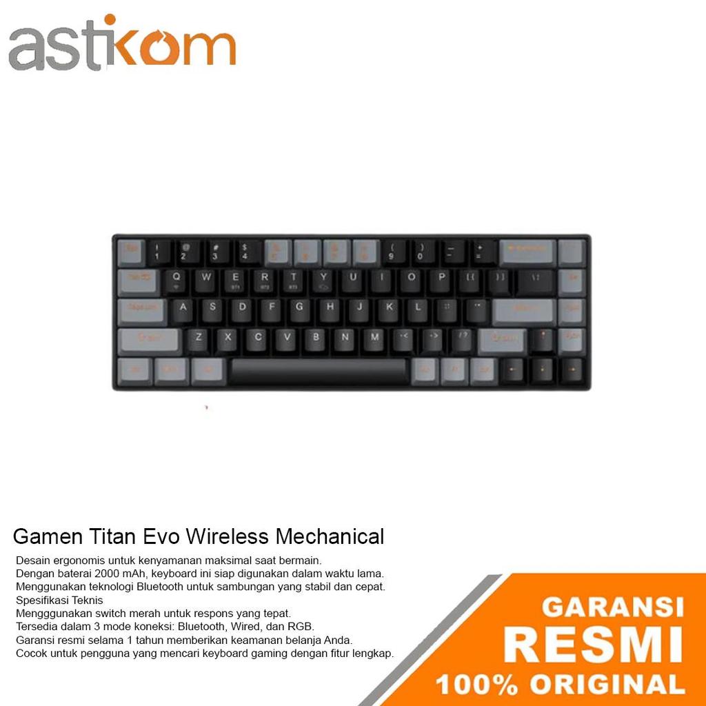 Jual Gamen Titan Evo Grey Wireless Gaming Keyboard Mechanical | Shopee ...