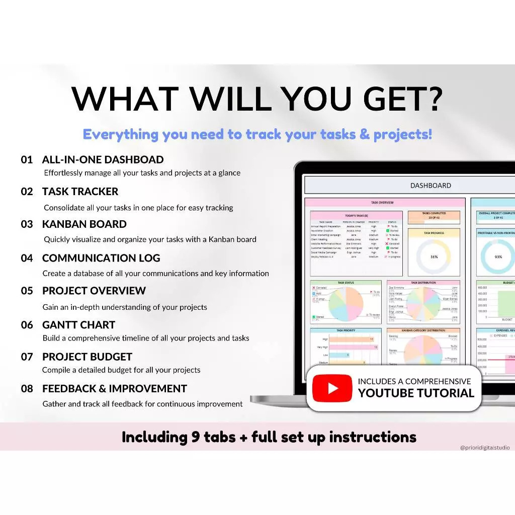 Jual Project Management Tool for Small Business Project Planner Task ...