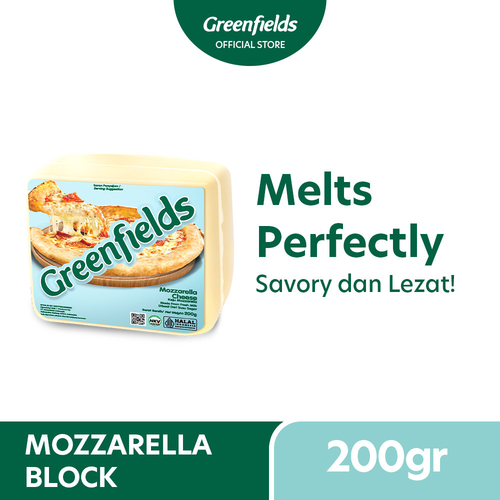 Jual Keju Greenfields - Mozzarella Block Cheese 200g | Shopee Indonesia