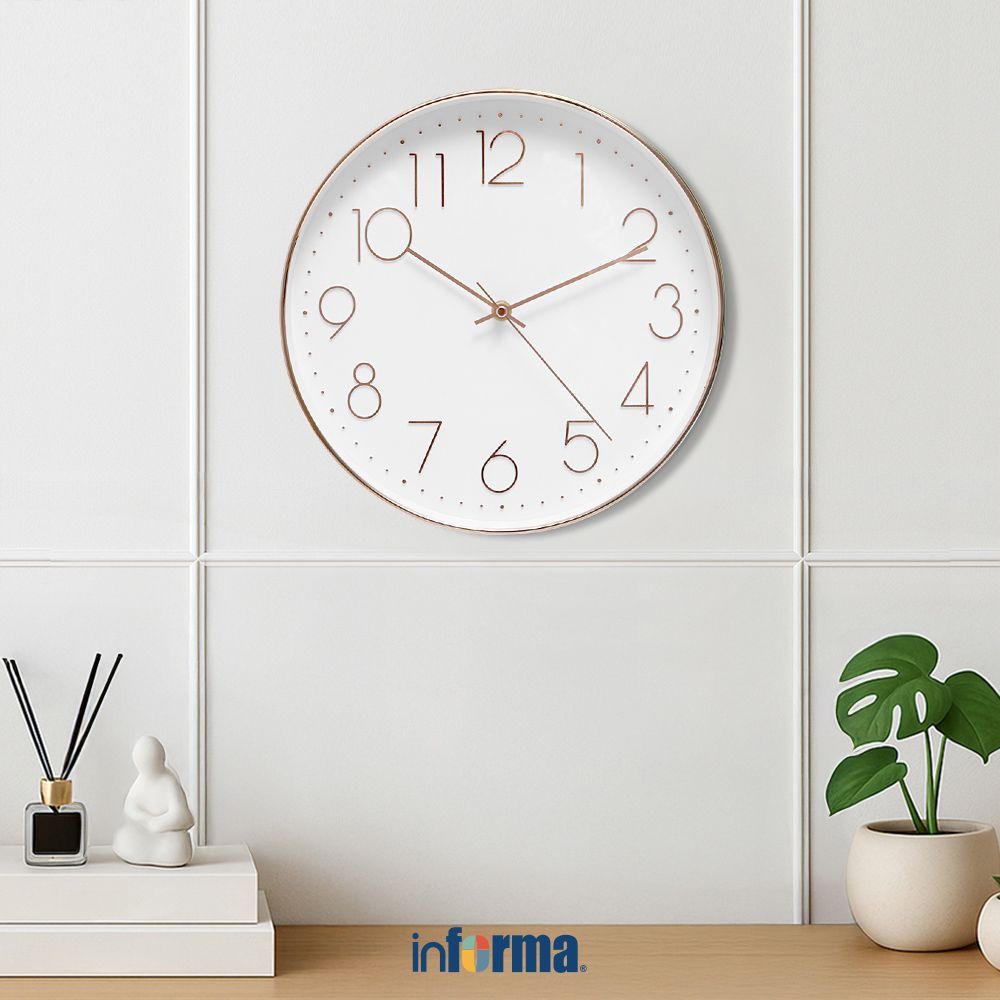 Jual Informa 30 cm Jam Dinding Mc - Pink Rose Gold Wall Clock Jam ...