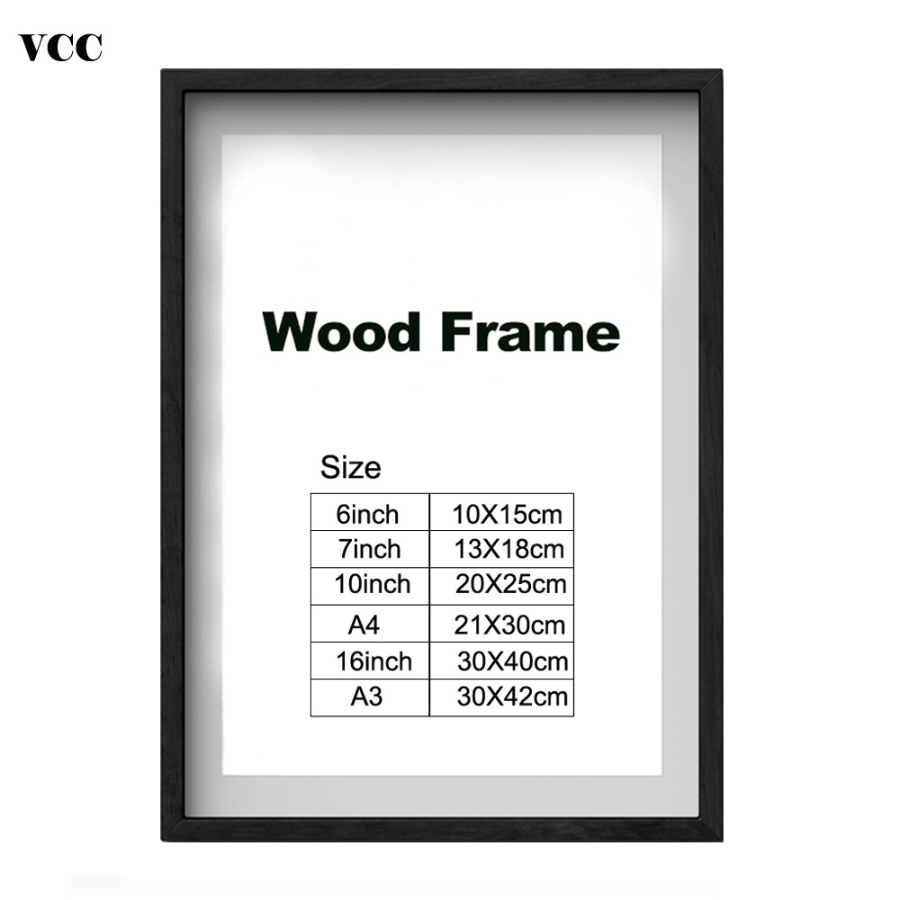 Jual Nature Wooden Classic Photo Picture Frame A4 A3 Black White Coffee ...