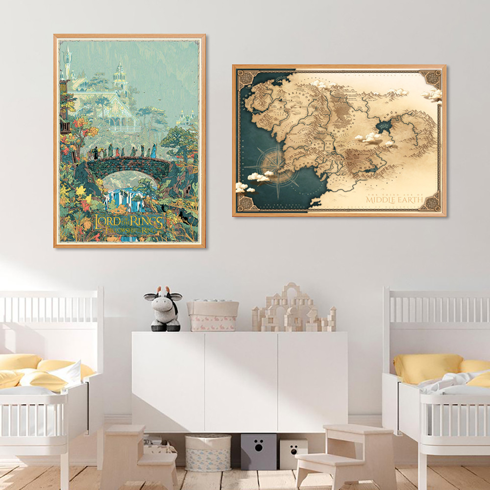 Jual Tolkien's Middle Earth Map Posters Dark Fantasy Art Prints Wild ...