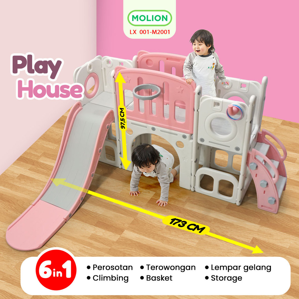 Jual MOLION Prosotan Anak Playhouse Playground Slide HDPE Mainan Play ...