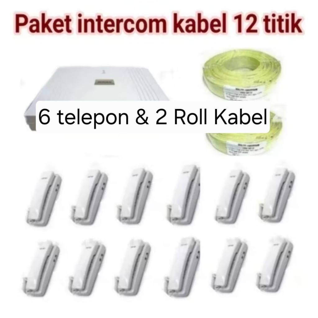 Jual Paket Intercom Kabel 12 Titik (Pesawat Telpon) + Bonus Kabel 200M ...