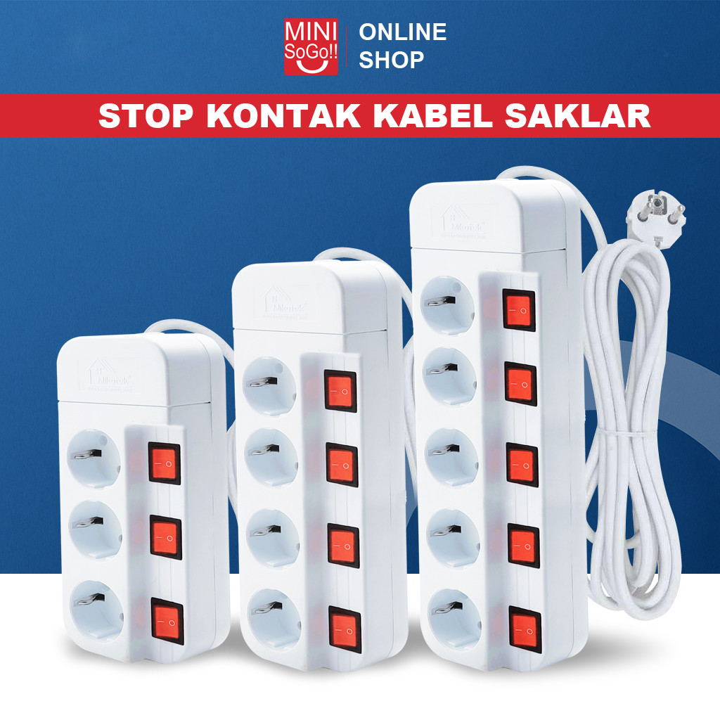 Jual Stop Kontak Arde Saklar / Stop Kontak Kabel + Saklar 3 4 5 Lubang ...