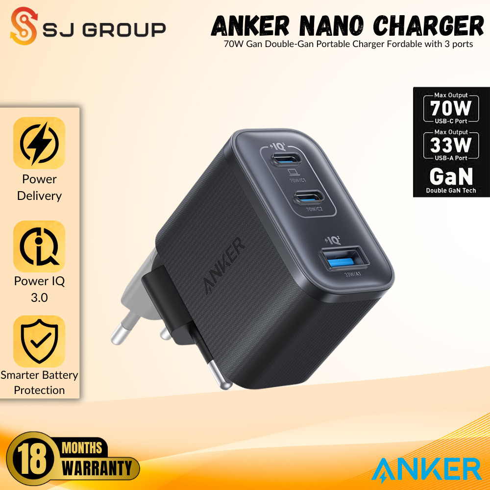 Jual Anker Nano 70W Gan Double-Gan Portable Charger Fordable Fast ...