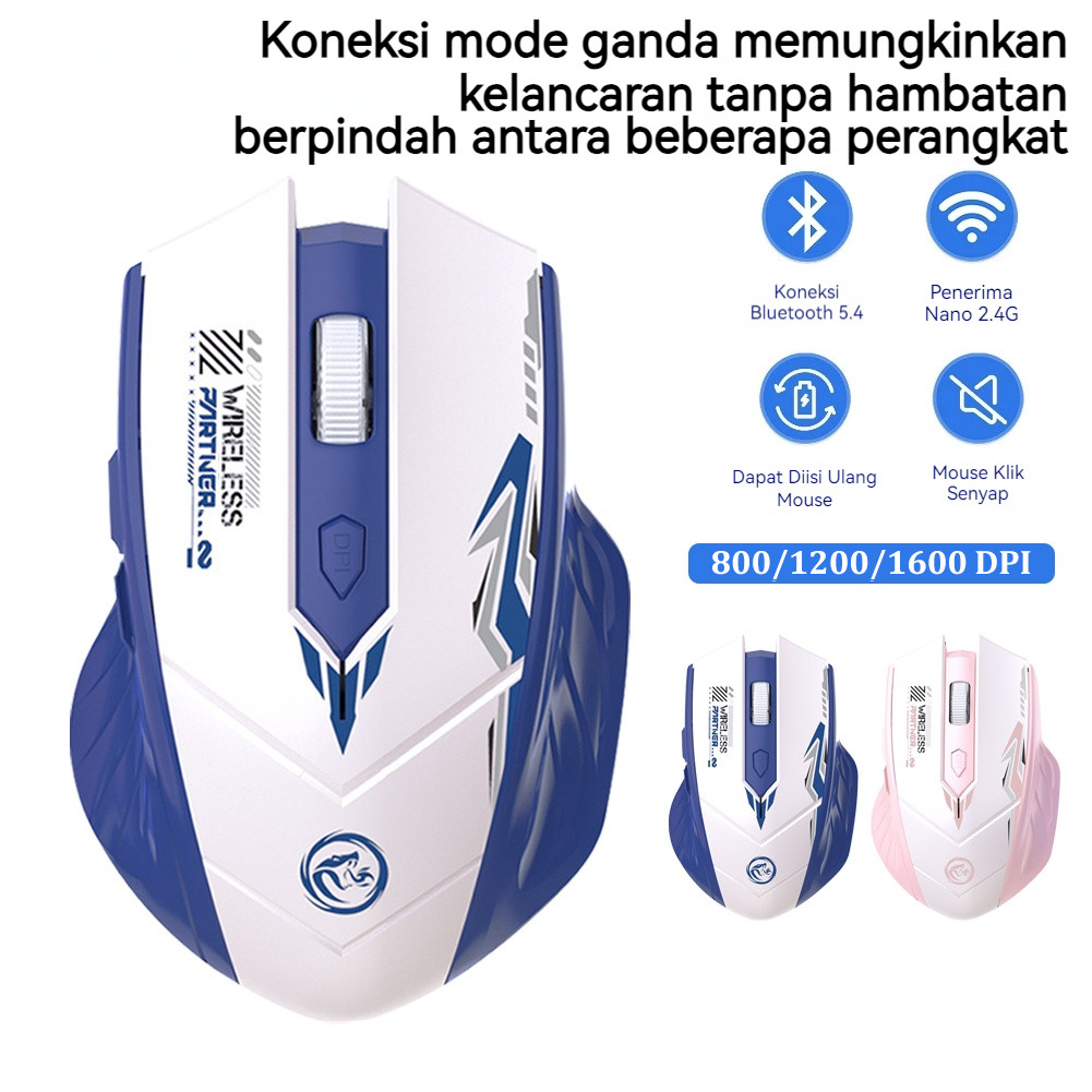 Jual Rechargeable Bluetooth Mouse 5.4 Wireless mouse 2.4G Gaming mouse ...