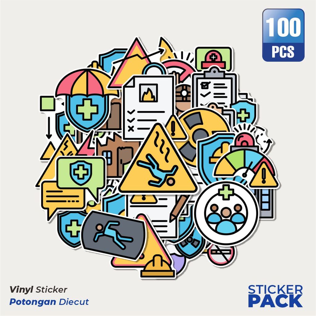 Jual 100 PCS MURAH Stiker Work Safety Flat Design Waterproof Aesthetic ...