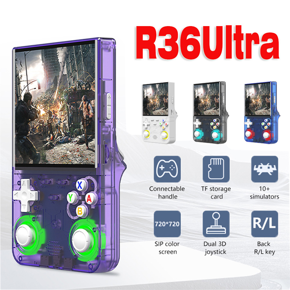 Jual R36 ultra retro handheld video game console open source Linux system 4.0-in IPS screen ...