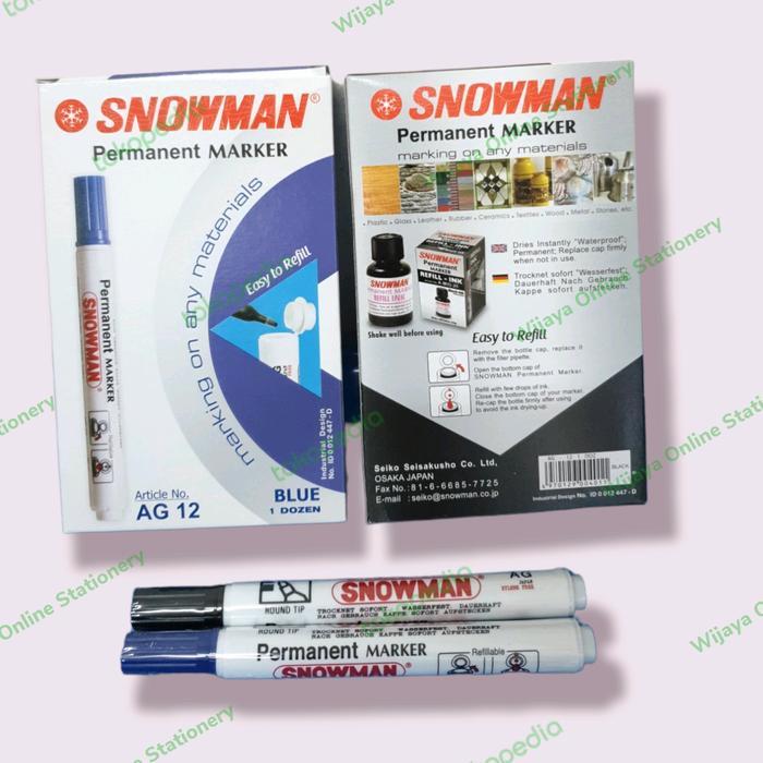 Jual Permanent Marker SNOWMAN AG-12 - Hitam, 12 Pc (1 Lusin) | Shopee ...