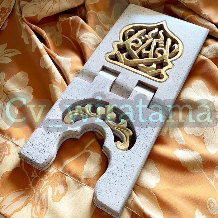 Jual Rekal Kayu Mahoni Motif Ukir Masjid Warna Putih Emas Lebar 20cm ...