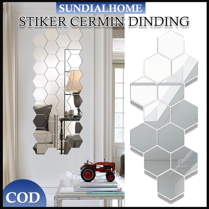 Jual 13PCS Sticker Cermir Dinding Hexagon/Cermin Hexagonal Dekorasi ...