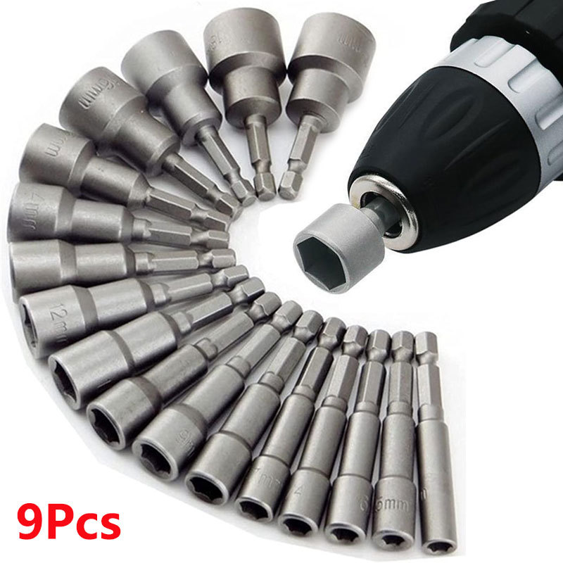 Jual 9pcs/set 5mm-13mm Hex Sockets Sleeve Nozzles Nut Driver Set ...