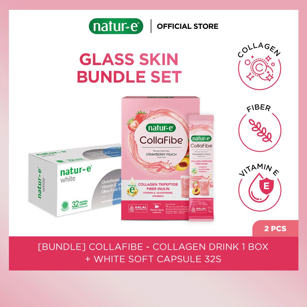 Jual Natur-E Paket Glass Skin CollaFibe - Collagen Drink 1 Box + Natur ...