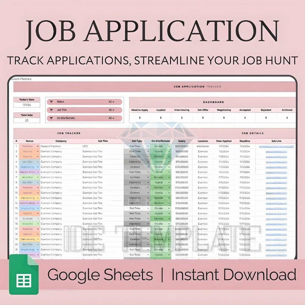 Jual (89) Job Application Tracker Google Sheets, Job Planner, Interview ...