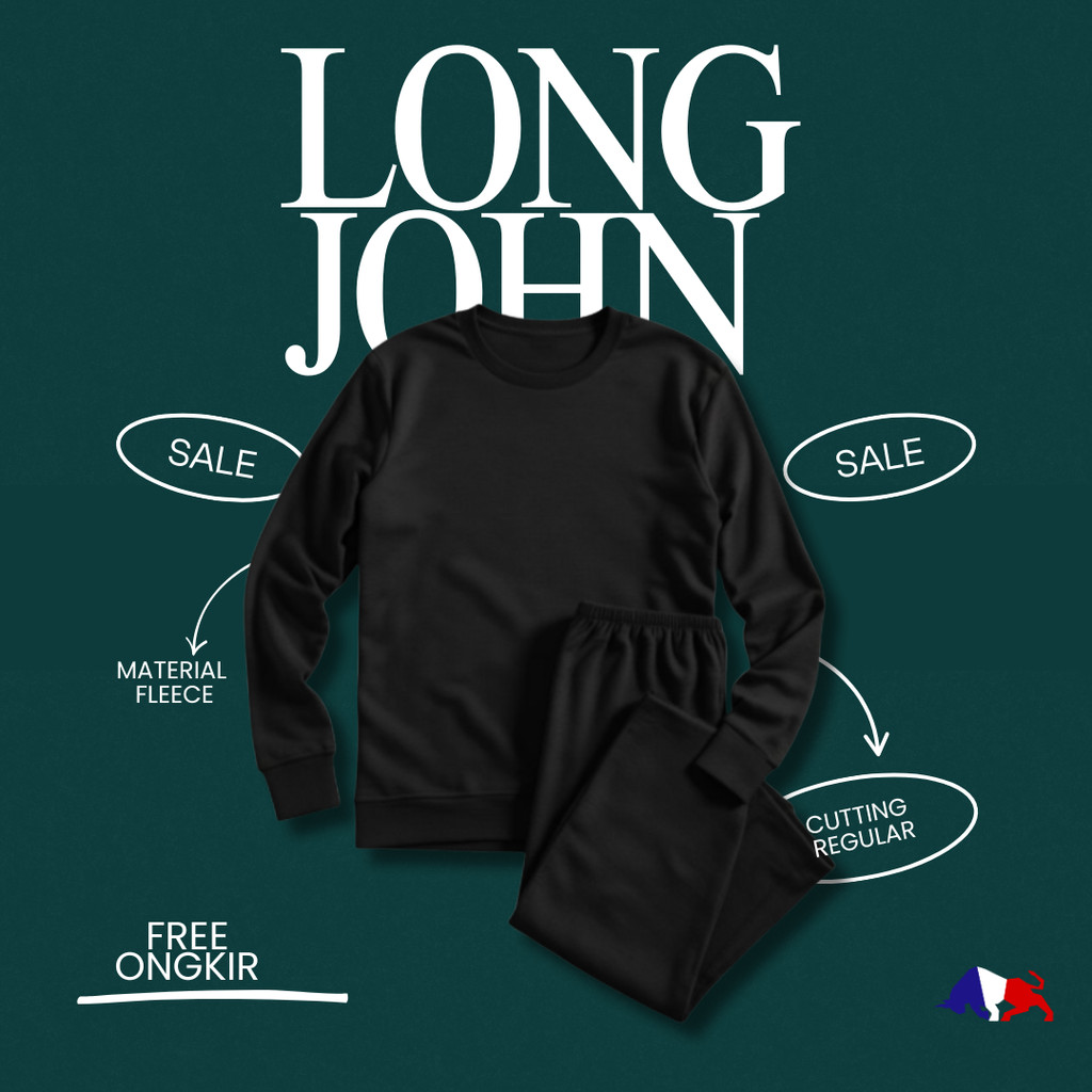Jual RICARDO Long John Pria Hitam Polos ONE SET | Shopee Indonesia