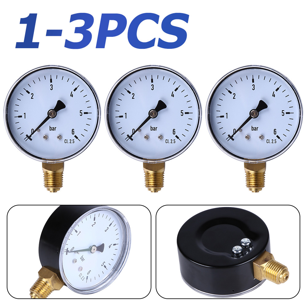 Jual 1-3pcs 1/4 In Manometer 6 Bar Compressor Compressed Air Pressure ...