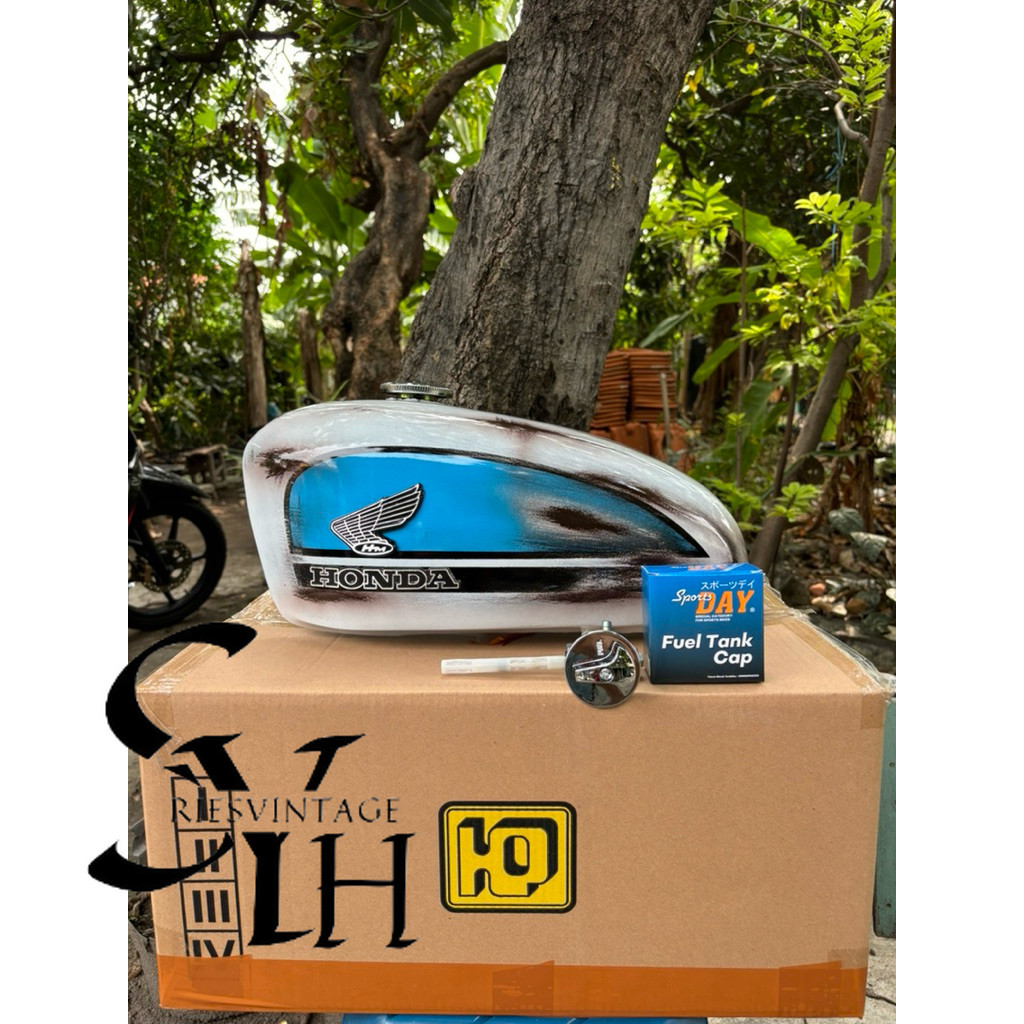 Jual tangki honda cb100 cb125 tangki dilan mbaldus biru set tutup set ...