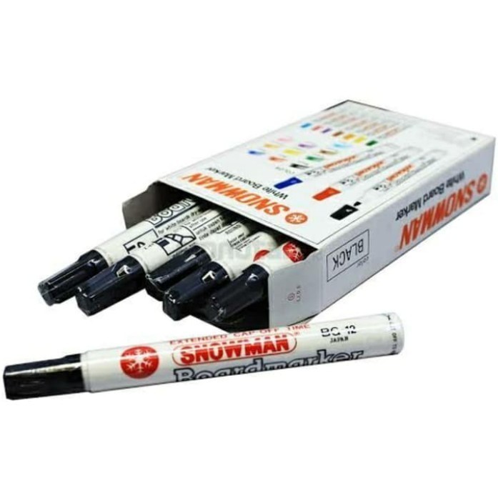Jual Spidol SNOWMAN BG-12 Black Whiteboard papan tulis HARGA 1Pcs SAJA ...