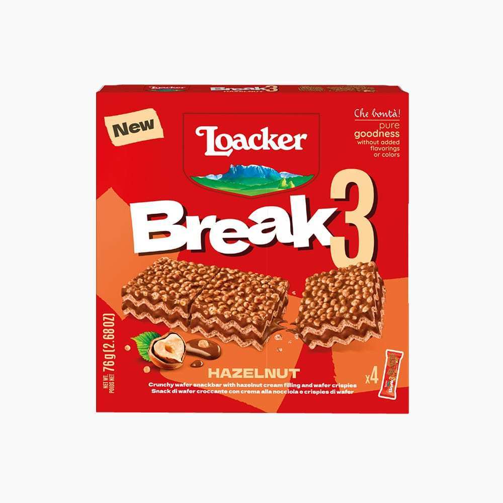 Jual Loacker Break3 Hazelnut Chocolate Wafer Bar isi 4 pcs asal Eropa ...