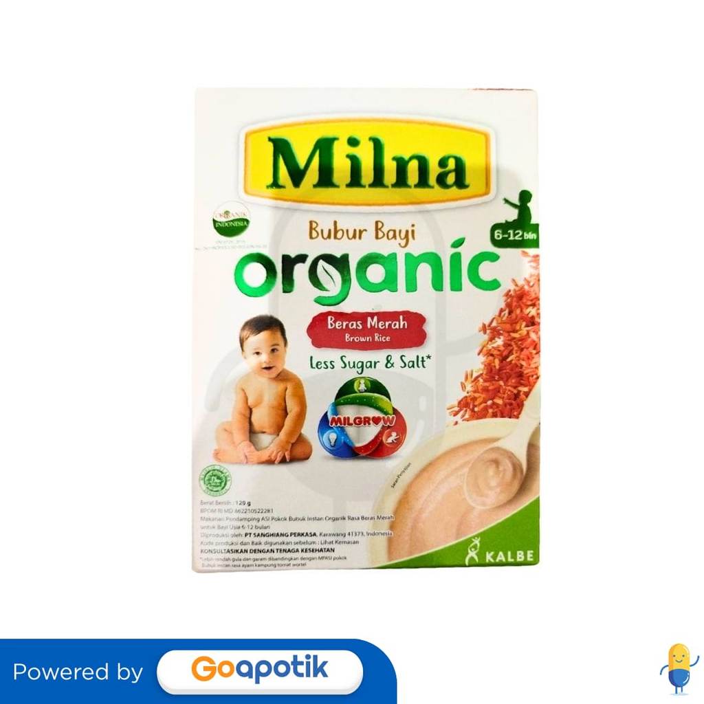 Jual Milna Bubur Organik 6 Bulan Rasa Beras Merah 120 Gram Box | Shopee ...