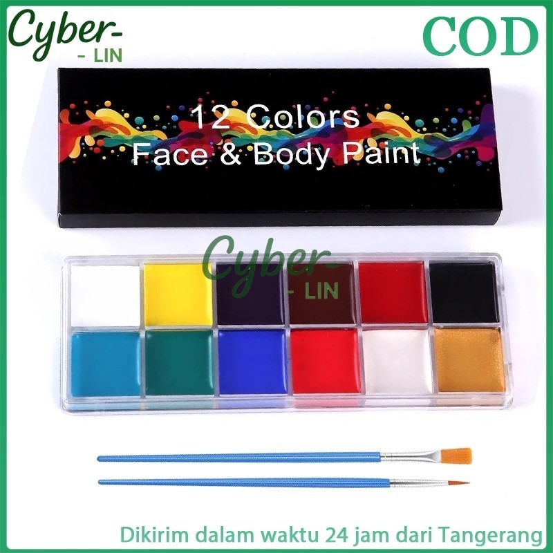 Jual 12 Warna Face Body Painting / Set Lukisan Tubuh / Palet Pewarna ...