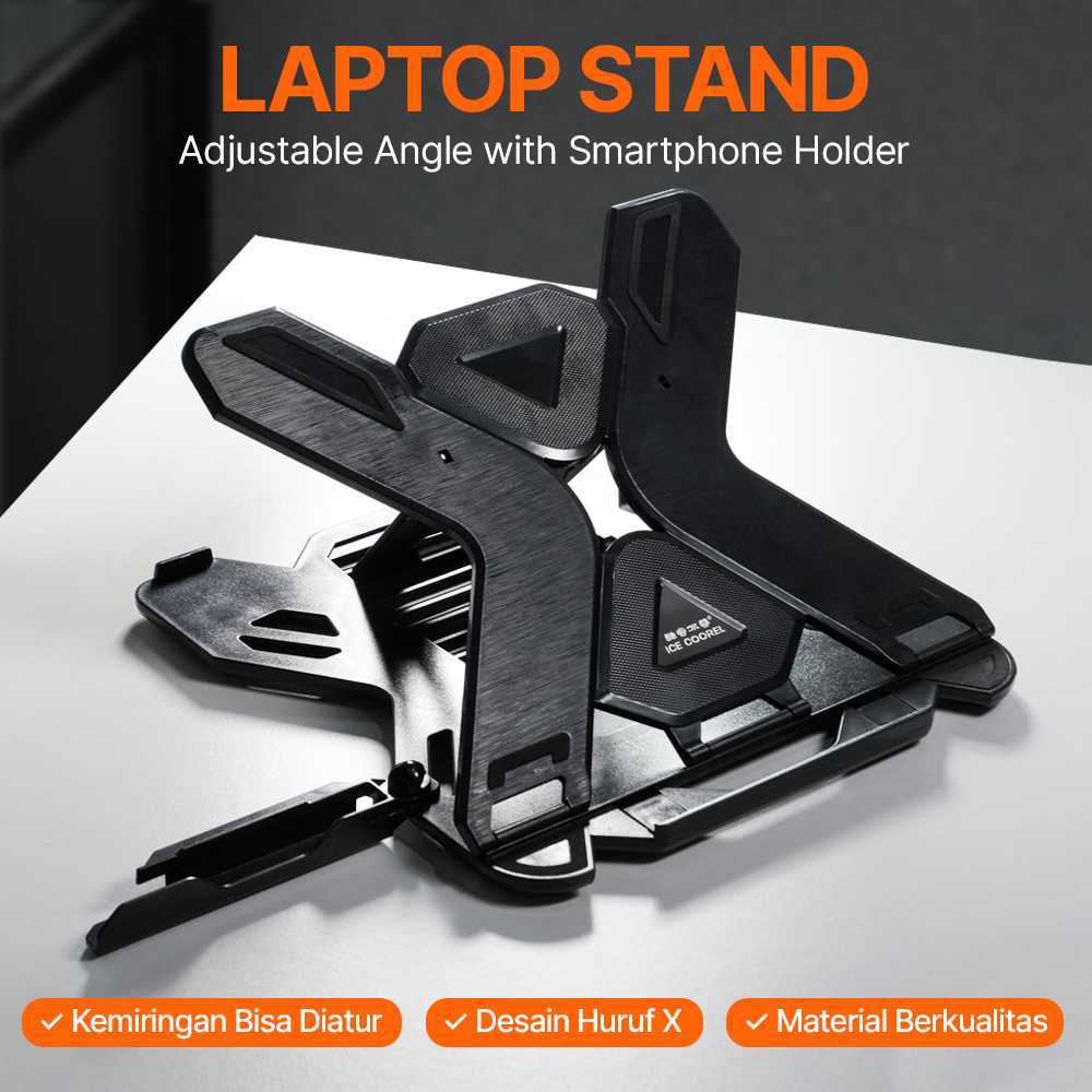 Jual Laptop Stand Adjustable Angle with Smartphone Holder - E5 | Shopee ...