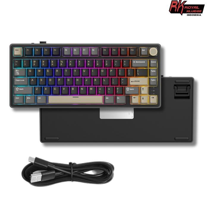 Jual Royal Kludge RK R75 Pro Wireless QMK/VIA 3-Mode Pluggae Knob 75% ...