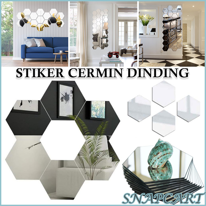 Jual 13PCS Stiker Cermin Dinding/ Sticker Cermir Dinding Hexagon/Stiker ...