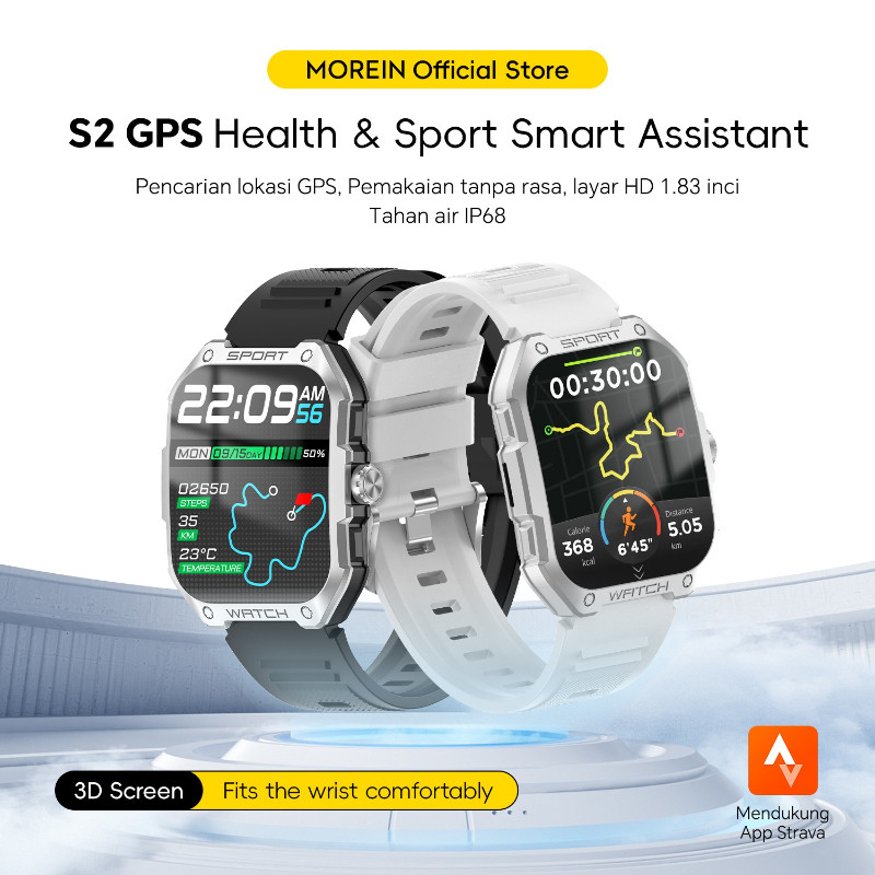 Jual Morein Smartwatch S2 GPS - 1.83'' Curved Display | AI Suara ...