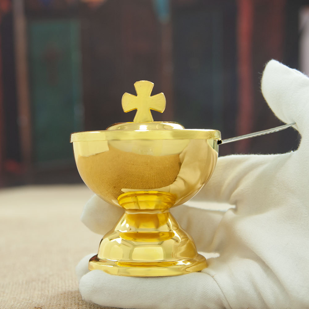 Jual Holy Grail Communion Cup with Spoon Zinc Alloy Golden Cross Design ...