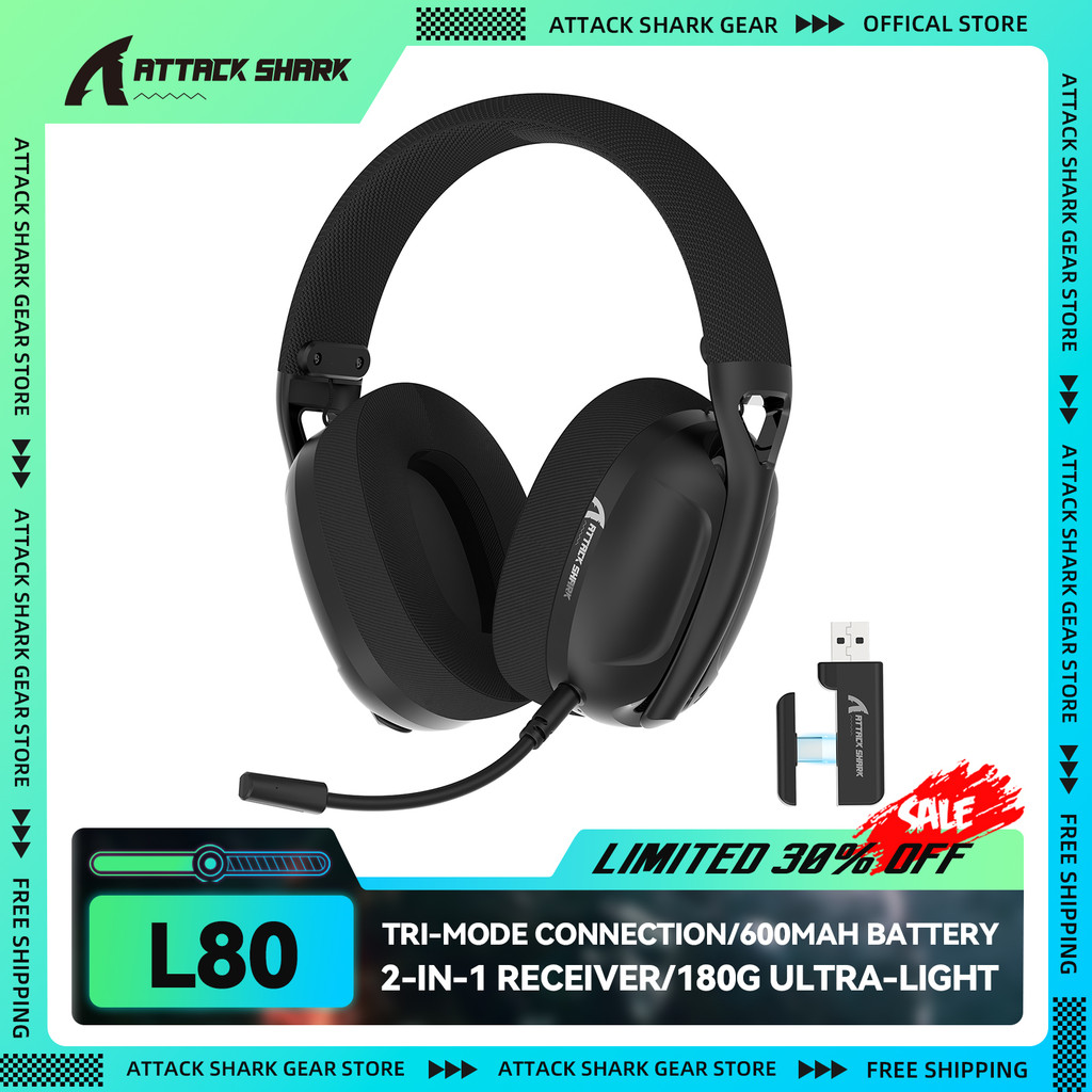 Jual ATTACK SHARK L80 180g UltraLight Gaming Headset, Pluggable ...