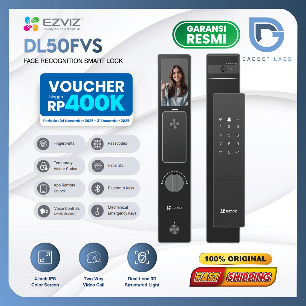 Jual Ezviz DL50FVS Face ID Recognition Smart Security Door Lock ...