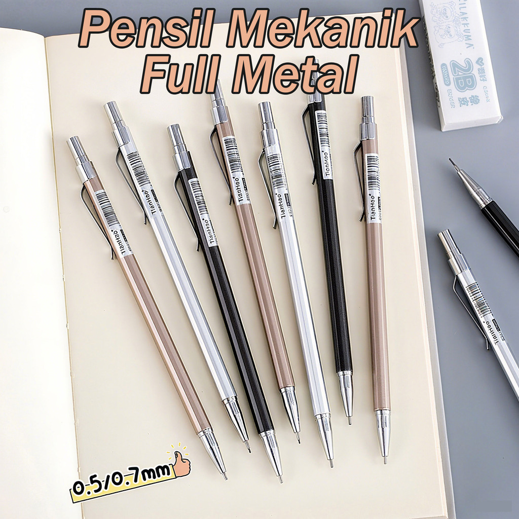 Jual Full Metal Pensil Mekanik Minimalis 0.5/0.7mm - Pensil Otomatis ...